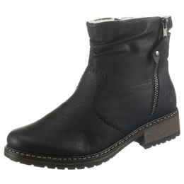Rieker Damen Winterstiefelette, Gr. 39, schwarz, Nubuklederimitat, unifarben, Schuhe, Winterboots, Blockabsatz, Profilsohle, mit Zierrei&szlig;verschluss