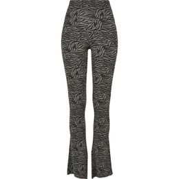 Urban Classics Damen Leggings "Urban Classics Damen Ladies High Waist Zebra Boot Cut Leggings", grau, Gr. S, 95% Baumwolle, 5% Elasthan, Hosen