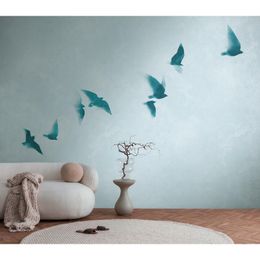 Livingwalls living walls Fototapete &raquo;THE WALL III Himmel Tapete Motivtapete V&ouml;gel V&ouml;gel&laquo; matt glatt Vliestapete Tiere f&uuml;r Schlafzimmer K&uuml;che Wohnzimmer Himmel 