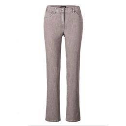 GOLDNER Damen Stretch-Jeans "Kurzgr&ouml;&szlig;e Denimhose mit Stretchkomfort", beige, Gr. 27, Obermaterial: 83% Baumwolle CO. 16% Polyester PES. 1% Elasthan