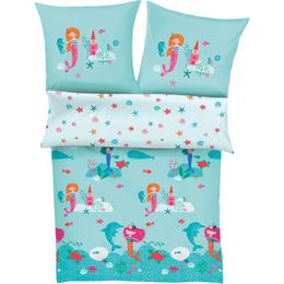 s.Oliver Junior Kinderbettw&auml;sche &raquo;Satinbettw&auml;sche s.Oliver Junior Meerjungfrau&laquo; 2 Stk. blau Mako-Satin, Obermaterial: 100% Baumwolle B/L: 140cm x 