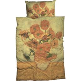 Goebel Bettw&auml;sche &raquo;Sonnenblume&laquo; mit floralem Dessin gelb Satin, Obermaterial: 100% Baumwolle B/L: 155cm x 220cm, 1 Stk., 1 Stk., Satin, B/L: 80cm x 80cm