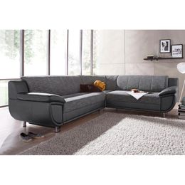 Trendmanufaktur Ecksofa &raquo;Rondo 3, zeitlos und modern, im Materialmix, L-Form&laquo; wahlweise Federkern f&uuml;r hohen Sitzkomfort, wahlweise Bettfunktion grau 
