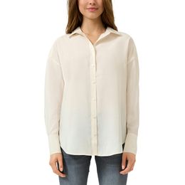 QS Damen Langarmbluse, beige, Gr. 36, unifarben, Web, Obermaterial: 85% Modal, 15% Polyamid, Blusen, mit Knopfleiste
