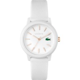 Lacoste Damen Quarzuhr &raquo;Lacoste 12.12 LADIES&laquo; Armbanduhr, Damenuhr, Mineralglas, analog, Silikonarmband wei&szlig; Einheitsgr&ouml;&szlig;e