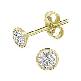 Firetti Damen Paar Ohrstecker &raquo;Schmuck Geschenk Gold 585 Ohrschmuck Solit&auml;r&laquo; mit Brillant - Zargenfassung gold 3,5mm, 0,2 SI = kleine Einschl&uuml;sse, 