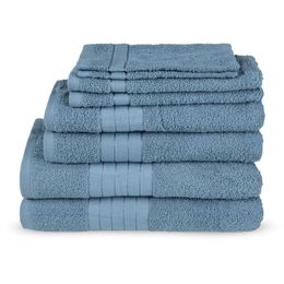 Good Morning Handtuch Set &raquo;Uni&laquo; Baumwolle, Walkfrottee, Bord&uuml;re, 500 GSM, Einfarbig, ohne Aufh&auml;ngung blau Frottee, Obermaterial: 100% Baumwolle 8 Stk.