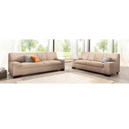 DOMO collection Polstergarnitur &raquo;Norma kubisch und zeitlos&laquo; Set, 2 Stk. tlg. bestehend aus je einem 2- und 3-Sitzer beige B/H/T: 74cm, Microfaser 