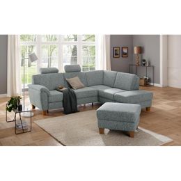 OTTO home Ecksofa &raquo;Alta L-Form&laquo; mit Federkern und Kontrastnaht, F&uuml;&szlig;e Buche eichefarben gr&uuml;n Struktur ( 100% Polyester);Struktur fein ( 100% Polyester)