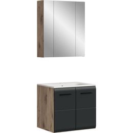 Welltime Badezimmer-Set Set, 3 Stk. tlg. schwarz Holzwerkstoff, MDF B/H/T: 60cmcm x 185cmcm x 46cmcm