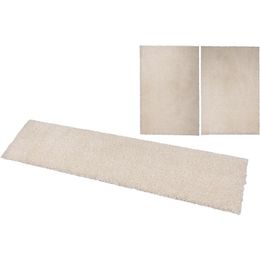 Bruno Banani Bettumrandung &raquo;Shaggy Soft&laquo; H&ouml;he 30 mm 3 Stk. tlg. gewebt, Uni-Farben, besonders weich, Bettvorleger, L&auml;ufer-Set beige Obermaterial: 100% Polypropylen