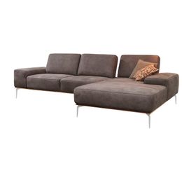 W.Schillig Ecksofa &raquo;run, Designsofa mit tollem Sitzkomfort, bequem, L-Form&laquo; mit elegantem Holzsockel, F&uuml;&szlig;e in Chrom gl&auml;nzend, Breite 319 cm braun 