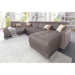 DOMO collection Wohnlandschaft &raquo;Ava moderne Sitzheftung mit toller Doppelnaht, komfortabel, U-Form&laquo; mit Federkern, wahlweise mit Kopfteilverstellungen