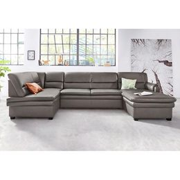 Sit & More sit&more Wohnlandschaft &raquo;Pisa U-Form&laquo; mit Federkern, wahlweise mit Schlaffunktion grau Flachgewebe (100% Polyester);Luxus-Microfaser1 (100% Polyester)