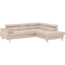 COTTA Ecksofa &raquo;Komaris L-Form, B: 249 cm&laquo; mit Kopfteilverstellung, optional Schlaffunktion, Bettkasten & Licht beige Microfaser PRIMABELLE (100% 