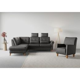 Sit & More sit&more Ecksofa &raquo;G&ouml;teborg&laquo; inkl. Sitztiefenverstellung, wahlweise mit Bettfunktion & Bettkasten grau B/H/T: 250cm x 90cm x 226cm, Luxus-Microfaser, 