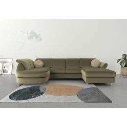 Sit & More sit&more Wohnlandschaft &raquo;Apulia U-Form&laquo; wahlweise Schlaffunktion, Bettkasten und Kopf- und Armteilverstellung gr&uuml;n Webstoff (100% Polyester);Struktur 
