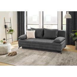 Jockenh&ouml;fer Schlafsofa &raquo;Laurin, B: 202 cm, Liegefl. 158x200 cm, Dauerschl&auml;fer&laquo; mit Schlaffunktion, Bettkasten, Kaltschaumtopper &1 Zierkissen grau Korpus: 100% 
