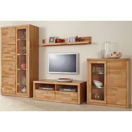 OTTO home Wohnwand &raquo;Logo,Fronten Massivholz,Korpus Holzwekstoff,viel Stauraum&laquo; Set, 4 Stk. tlg. braun Holz teilmassiv B/H/T: 90cmcm x 190cmcm x 42cmcm