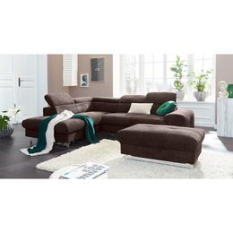 COTTA Hocker &raquo;Chef&laquo; mit edlen Metallkufen braun Struktur (100% Polyester);Chenille (90% Polyester, 10% Polyamid) B/H/T: 100cm x 46cm x 65cm, Chenille-