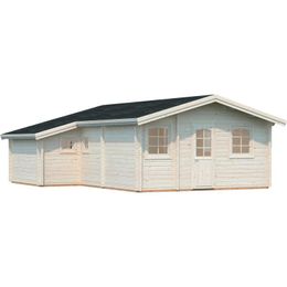 Palmako Gartenhaus &raquo;Ferienhaus E_mily&laquo; inklusive Fu&szlig;boden beige Massivholz Fu&szlig;boden im Gartenhaus, ohne Dacheindeckung