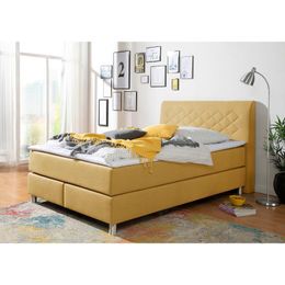 Home Affaire Boxspringbett &raquo;Parla&laquo; incl. Topper, 4 Farben in 4 Breiten, 2 H&auml;rtegraden, 3 Matratzenarten gelb 100% Polyester Struktur fein, Liegefl&auml;che