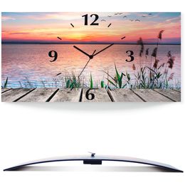 Artland Wanduhr &raquo;Der See in den Farben der Wolken&laquo; wahlweise mit Quarz- oder Funkuhrwerk, lautlos ohne Tickger&auml;usche blau B/H/T: 60cm x 30cm x 0,3cm, Quarzuhr
