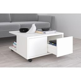 FMD Couchtisch &raquo;Twin&laquo; Sofatisch mit Rollen, Push-to-open, viel Stauraum, Breite: 70 cm wei&szlig; B/H/T: 70cm x 36cm x 70cm