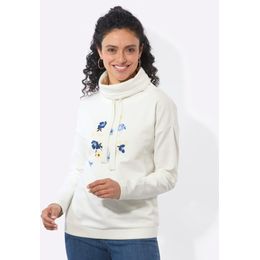 Inspirationen Damen Sweatshirtecru, bleu, Gr. 36, gebl&uuml;mt, gemustert, unifarben, 100% Baumwolle, Sweatshirts