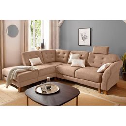 OTTO home Ecksofa &raquo;Trondheim L-Form&laquo; mit Federkern braun Struktur weich ( 97% Polyester, 3% Baumwolle);Luxus-Microfaser ALTARA NUBUCK (100% Polyester)