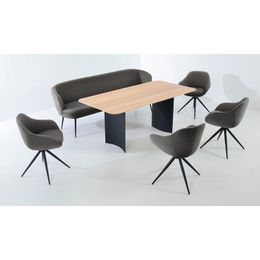 K+w Komfort & Wohnen K+W Komfort & Wohnen Essgruppe &raquo;ZOOM&laquo; abgerundete Essgruppe mit Solobank, 4 Sesseln und 1 Tisch braun Leder Longlife BRONCO