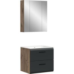Welltime Badezimmer-Set Set, 3 Stk. tlg. schwarz Holzwerkstoff, MDF B/H/T: 60cmcm x 185cmcm x 46cmcm