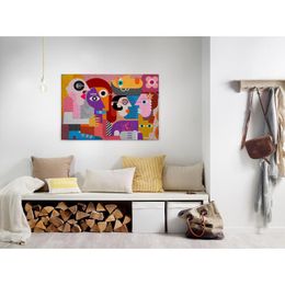 A.S. Cr&eacute;ation Leinwandbild &raquo;couples&laquo; Abstrakt Kunst 1 Stk. tlg. Keilrahmen Bild Bunt Abstrakt Menschen Leinwand-Bild Wohnzimmer modern bunt Holz, Stahl B/H/T: 90cm 