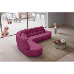 Egoitaliano Ecksofa &raquo;Puffy, extravagant & edel, Retro Designsofa, hoher Sitzkomfort, L-Form&laquo; mit Ottomane, wahlweise mit und ohne elektrischer Relaxfunktion pink 