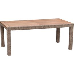 Merxx Gartentisch ausziehbar Aluminium;Kunststoffgeflecht;100% FSC Akazienholz B/H/T: 180cm x 76cm x 100cm