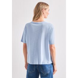 Street One Damen T-Shirtwhispery blau, Gr. 42, bedruckt, Stoff, 50% Modal, 50% Baumwolle, Shirts, mit Rundhalsausschnitt