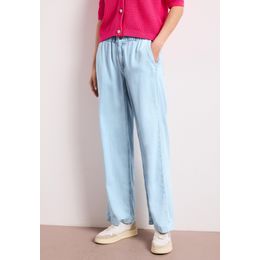 Street One Damen Weite Jeans "Style Emee", blau, Gr. 29, unifarben, Denim/Jeans, Obermaterial: 58% Lyocell, 42% Baumwolle, Jeans, mit Paperbag-Bund/