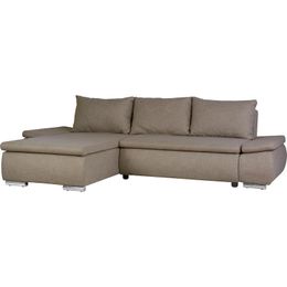 Home Affaire Ecksofa &raquo;Acra L-Form&laquo; mit Bettfunktion und Bettkasten, in Mattenoptik braun 100% Polyester B/H/T: 266cm x 83cm x 175cm, Struktur, 