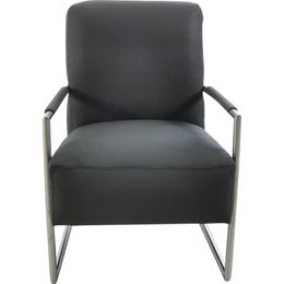 K+w Komfort & Wohnen K+W Komfort & Wohnen Cocktailsessel mit bezogenen Armlehnen, Gestell in Metall Edelstahloptik grau Leder Longlife BRONCO, B/H/T: 62cm x 77cm x 83cm