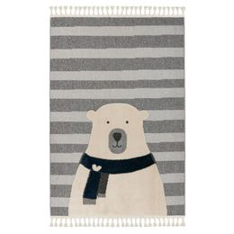 Kayoom Kinderteppich &raquo;Modena 423&laquo; rechteckig 11 mm H&ouml;he auch in rund, Kurzflor, Hoch Tief, mit Fransen beige Polypropylen B : 120cm 1 Stk., 11mm, L: 170cm