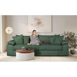 OTTO home Big-Sofa &raquo;Soft&Cosy XL, B: 246 cm - OTTO. Verl&auml;ssliche Qualit&auml;t.&laquo; Mega-Sofa, Cord oder Chenille-Struktur, mit Federkern & 4 Zierkissen gr&uuml;n 