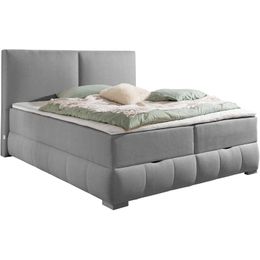 OTTO home Boxbett &raquo;Wehma mit Kopfteil inkl. Bettkasten&laquo; in H2, H3 & H4 w&auml;hlbar, inklusive Topper grau Struktur, Liegefl&auml;che B/L: 180cm x 200cm, 