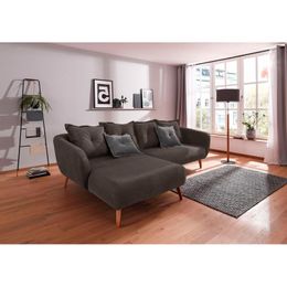Home Affaire Ecksofa &raquo;Baggio formsch&ouml;ne Polsterecke, bequem, Breite 277cm, L-Form&laquo; Zierkissen inklusive grau B/H/T: 277cm x 80cm x 162cm, Struktur, 