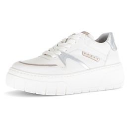 Gabor Damen Plateausneaker , Schn&uuml;rschuh, Halbschuh, Freizeitschuh, Bes&auml;tze in Metallicoptik wei&szlig; 42