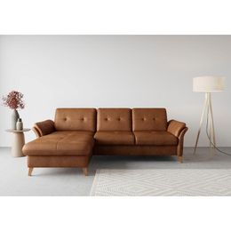 Sit & More sit&more Ecksofa &raquo;G&ouml;teborg&laquo; Sitztiefenverstellung und Federkern, wahlweise mit Bettfunktion braun B/H/T: 268cm x 90cm x 176cm, Luxus-Microfaser, 