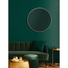 Talos Wandspiegel dekorativer runder Spiegel mit Aluminiumrahmen, &Oslash; 80 cm gold &Oslash; 80cm, Lederoptik