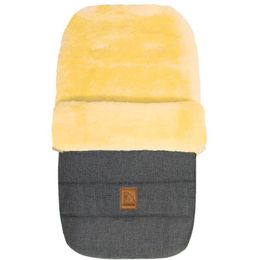 Heitmann Felle Fu&szlig;sack &raquo;Eisb&auml;rchen - Lammfell Winterfu&szlig;sack - Premium Qualit&auml;t&laquo; mit echtem Lammfell, f&uuml;r Kinderwagen, Buggy, 5 Gurtschlitze, waschbar grau 