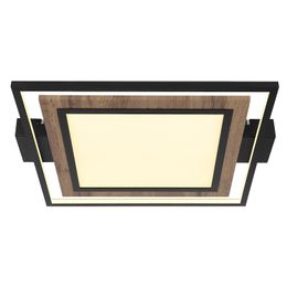 Globo LIGHTING Deckenleuchte &raquo;GABALDO&laquo; LED-Modul 1 Stk. Warmwei&szlig; Schwarze MDF-Deckenleuchte mit opalem Kunststoff, LED 36W braun 1, H: 5,5cm, 1 Stk.