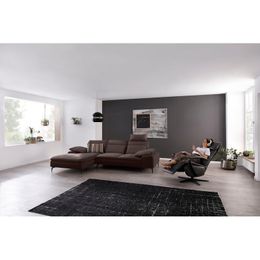 W.Schillig Ecksofa &raquo;valentinoo, Designsofa, bequem, elegant und zeitlos, L-Form&laquo; inklusive Hocker, mit Sitztiefenverstellung, Breite 299 cm braun 