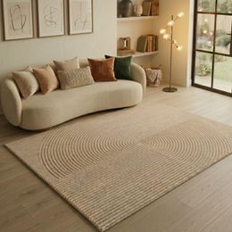 Sehrazat Teppich &raquo;Rio 1700, auch als L&auml;ufer&laquo; rechteckig 7 mm H&ouml;he Kurzflor, grafisches Hoch Tief Muster, Wohnzimmer beige Polyester B : 120cm 1 Stk., 7mm, L: 